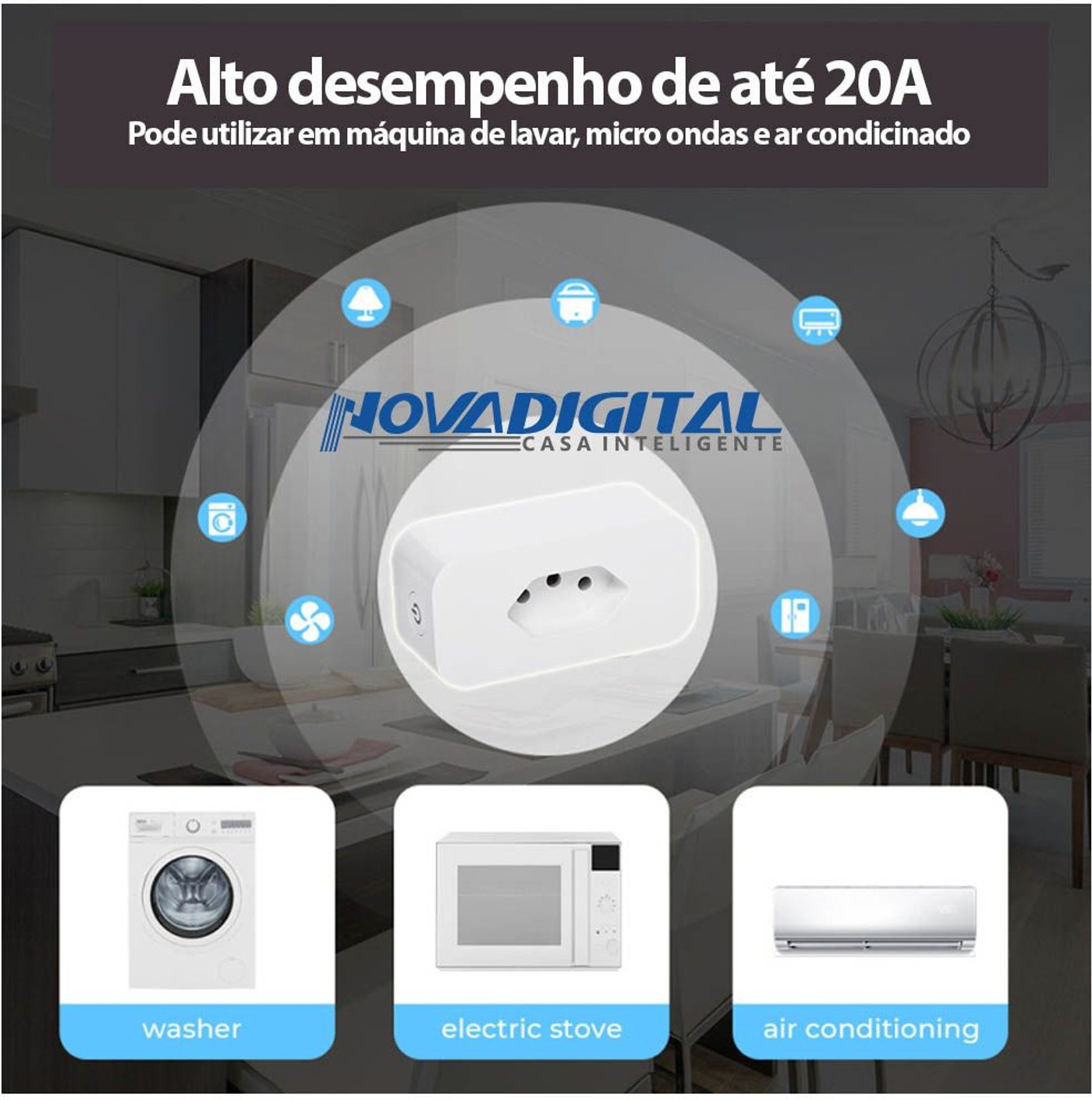Tomada Inteligente PRO 20A - Novadigital Smart