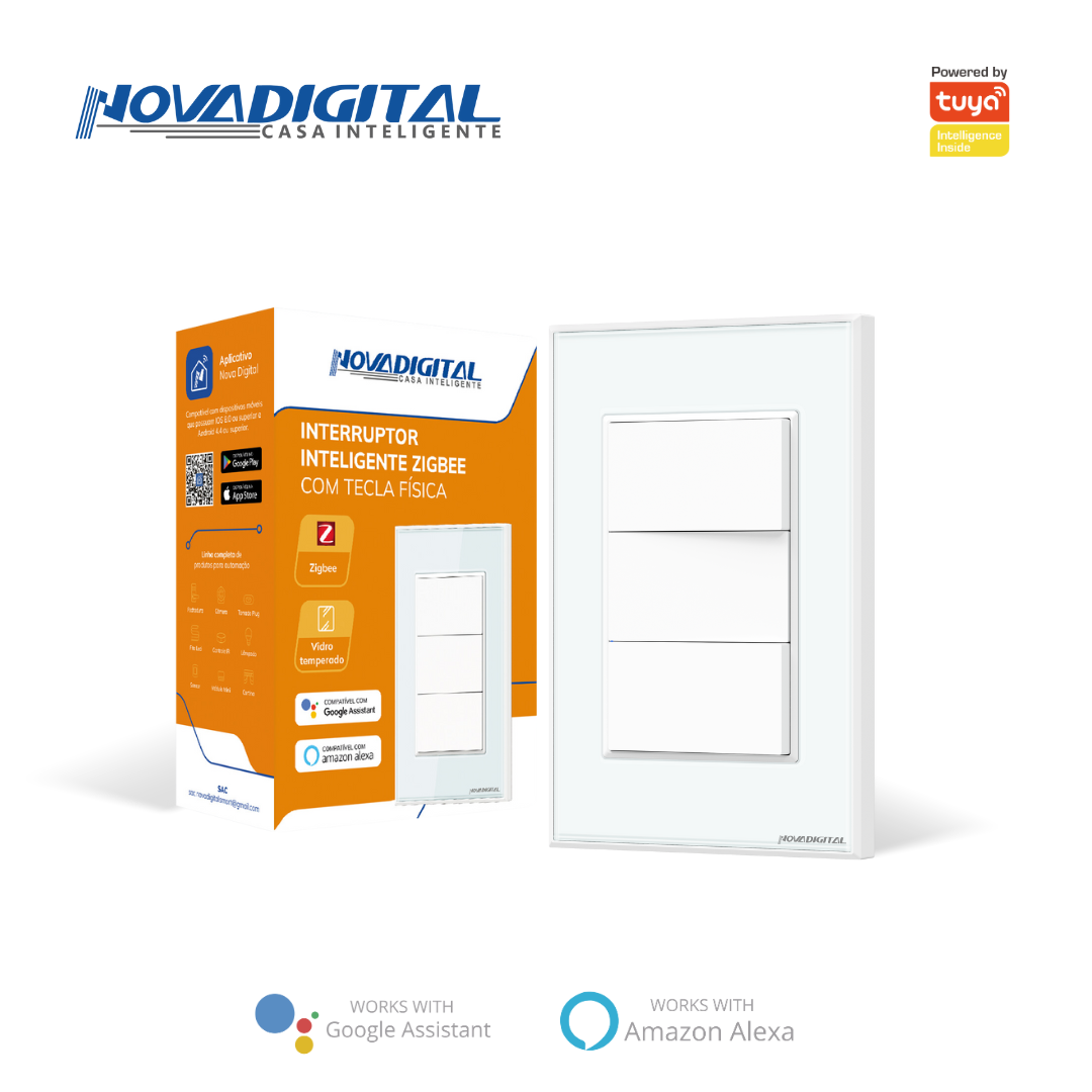 Interruptor Inteligente ZigBee com Tecla Fisíca - Novadigital Smart