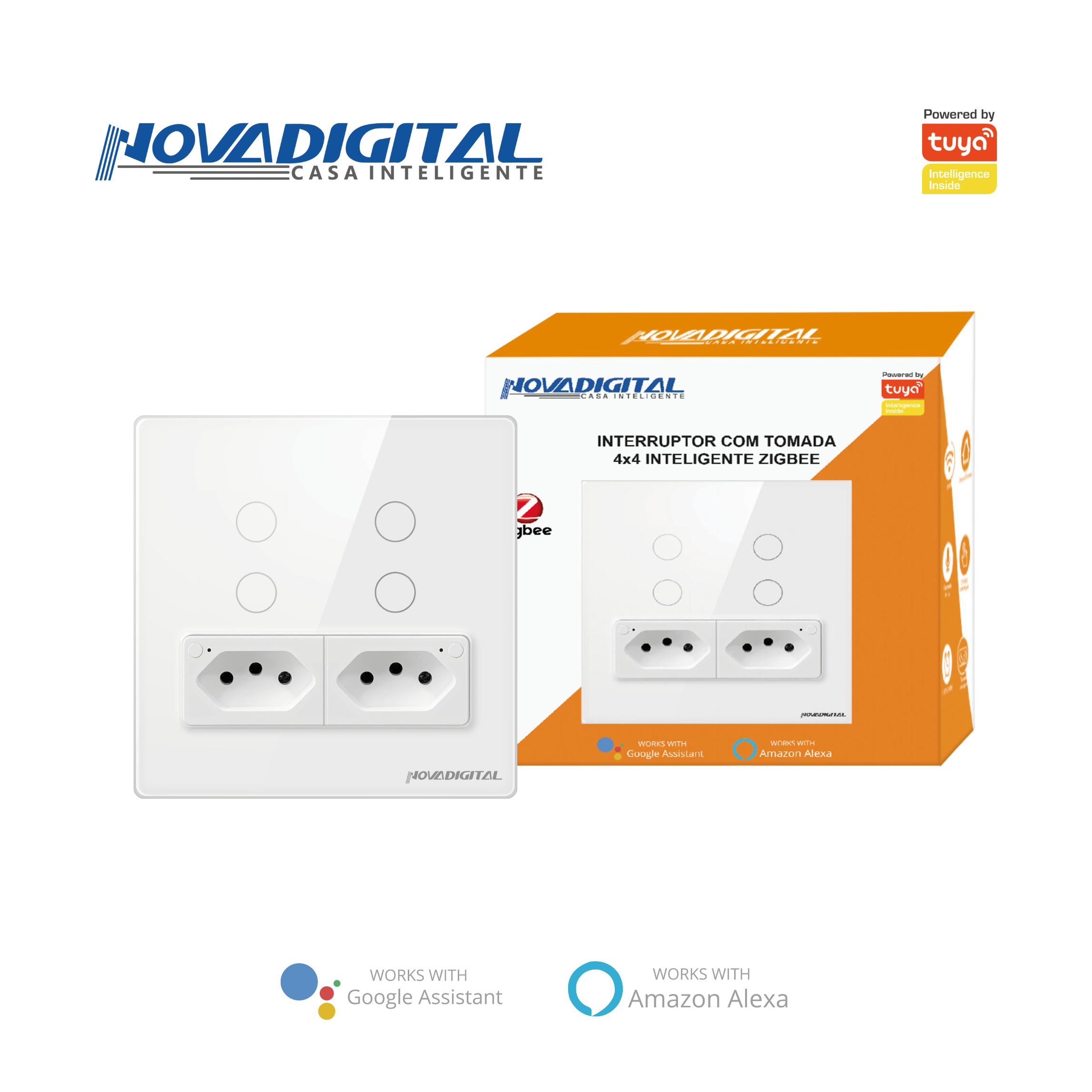 Interruptor Inteligente com Tomada Zigbee - Novadigital Smart