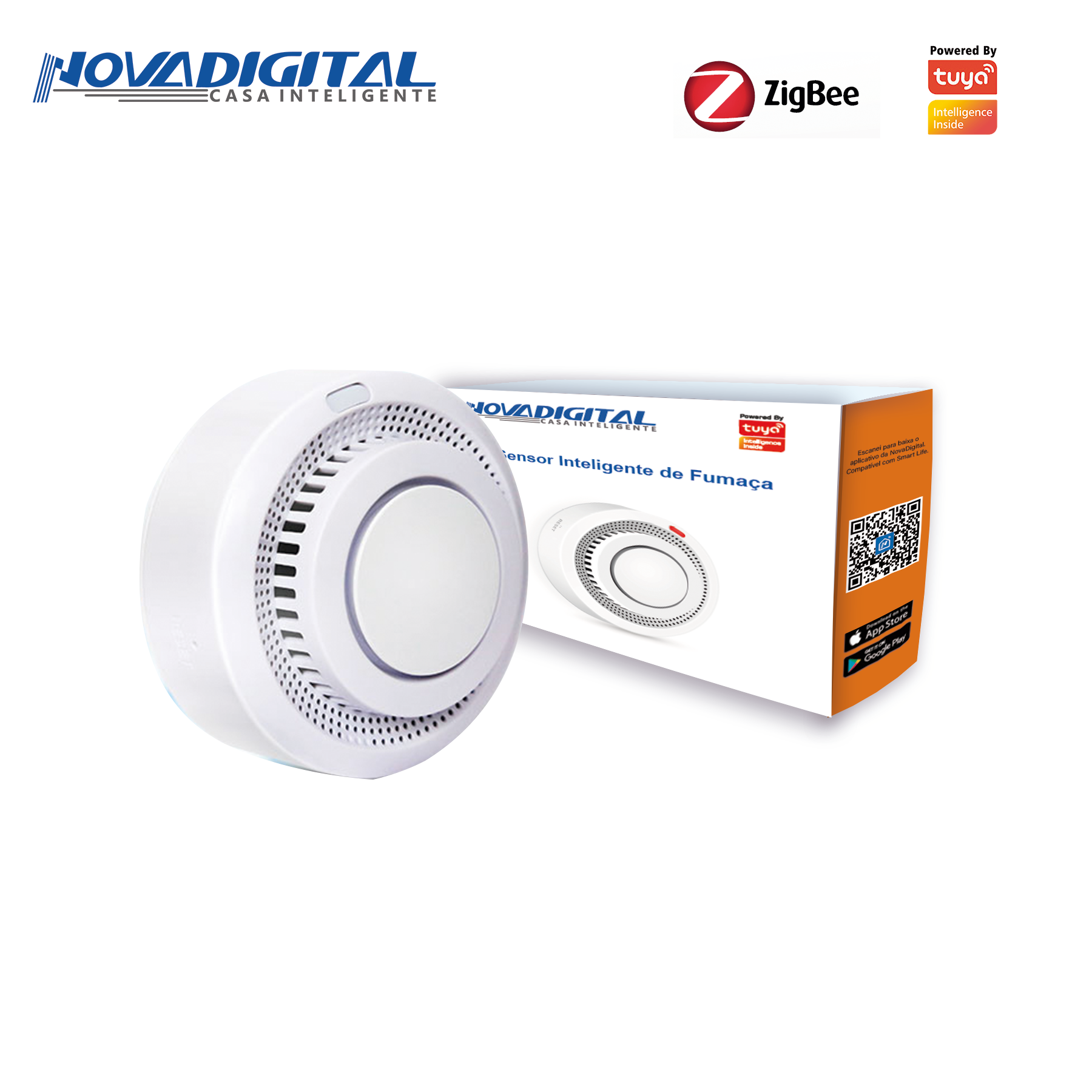 Sensor Inteligente de Fumaça ZigBee - Novadigital Smart