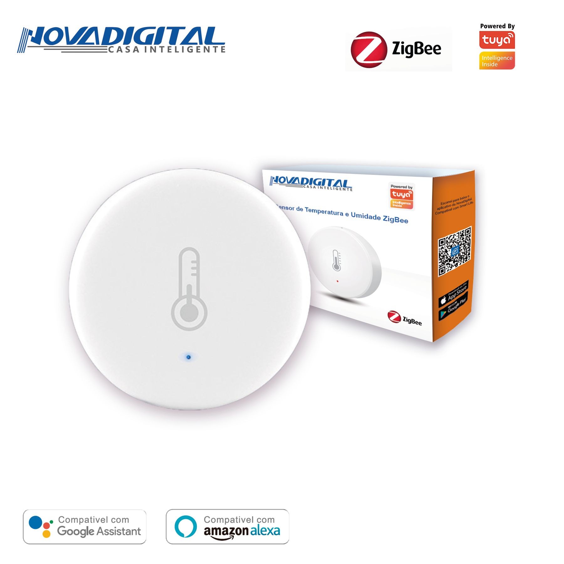 Sensor de Temperatura e Umidade ZigBee - Novadigital Smart