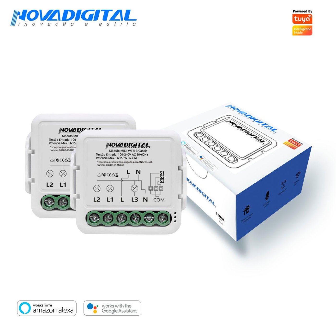 Módulo MINI Wi-Fi 2 e 3 Canais - Novadigital Smart